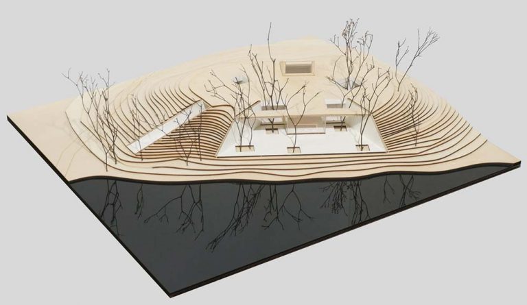 A Waterside Buddhist Shrine Designed To Rise Directly From The Earth