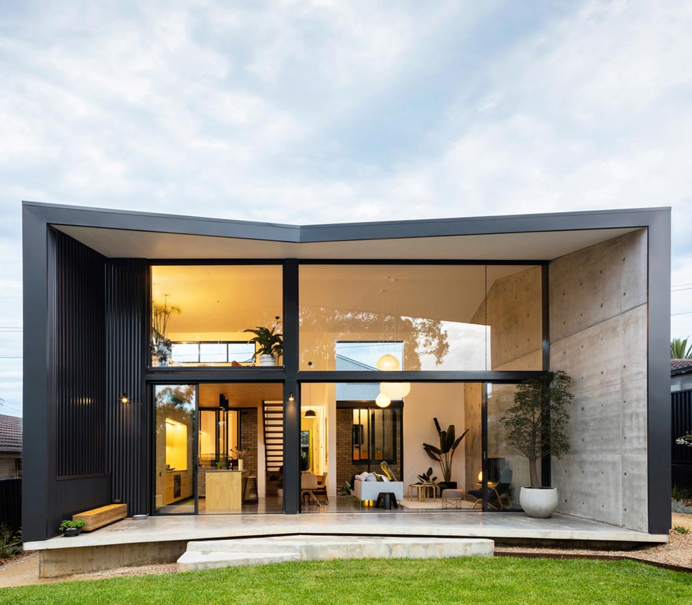 Cement, Metal-wrapped Modern Home Extension Design in Sydney, AU
