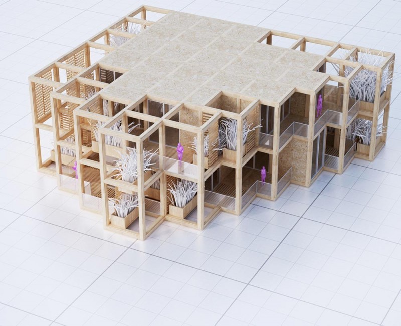 Modular Prefabricated Building Design W/ Green Open Spaces