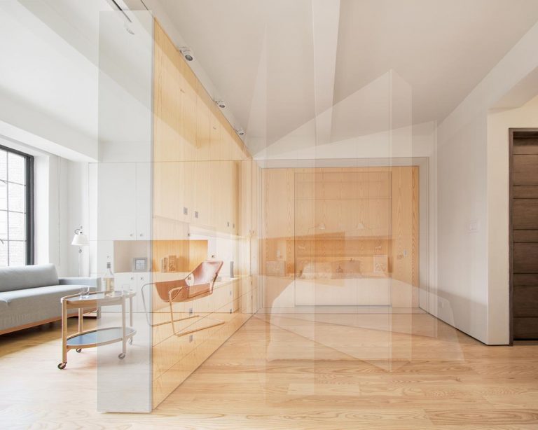 Small Studio Apartment With A Moving Wall - Brilliant Design!