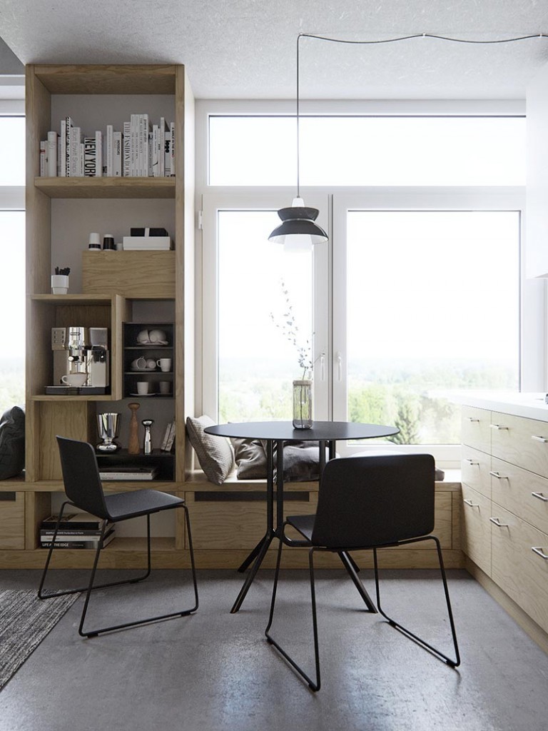 Amazingly tiny two-level studio apartment with a sleeping loft