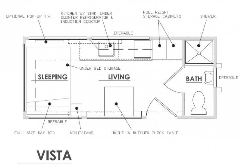Small travel trailer with modern interiors and full of light